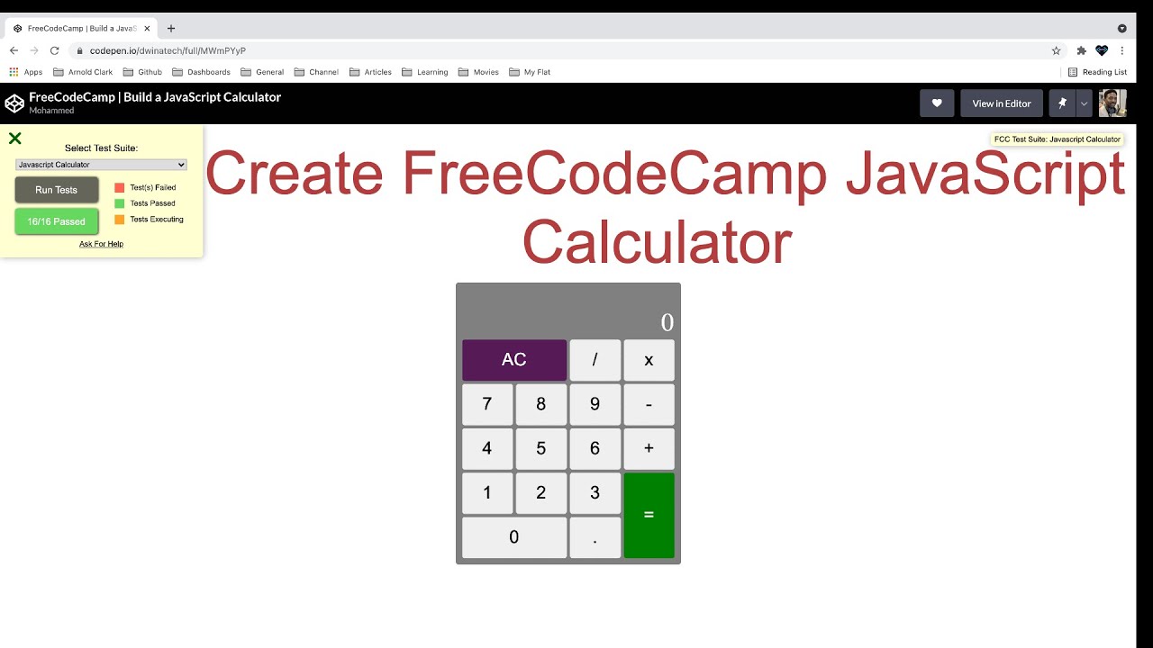 Create Freecodecamp Javascript Calculator Youtube