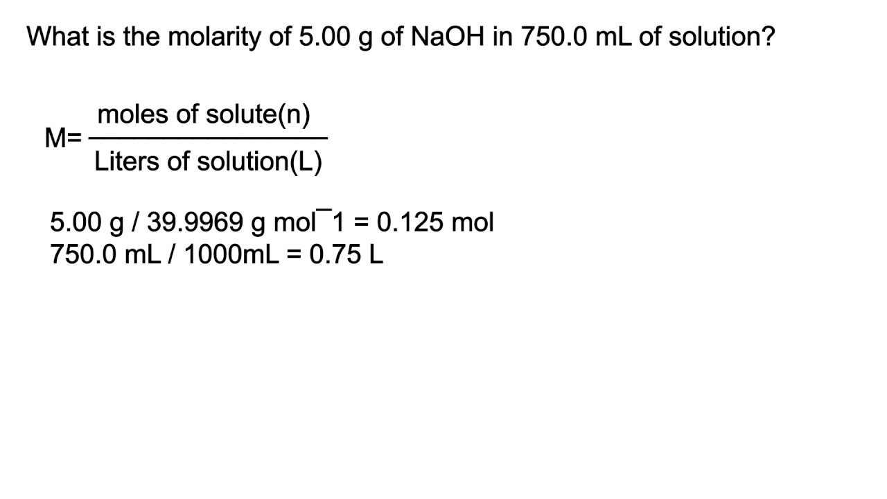 Molarity Practice Problems Youtube