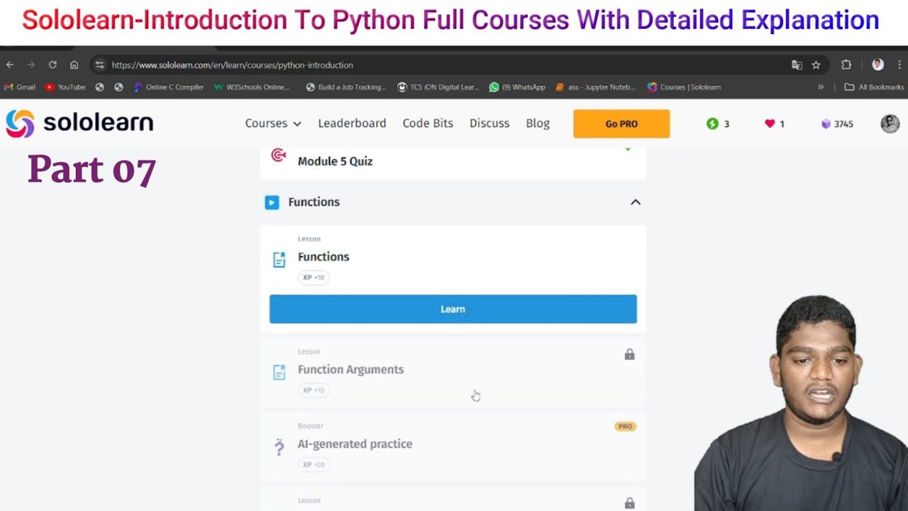 Part 07 Functions Introduction To Python Sololearn Full Courses With