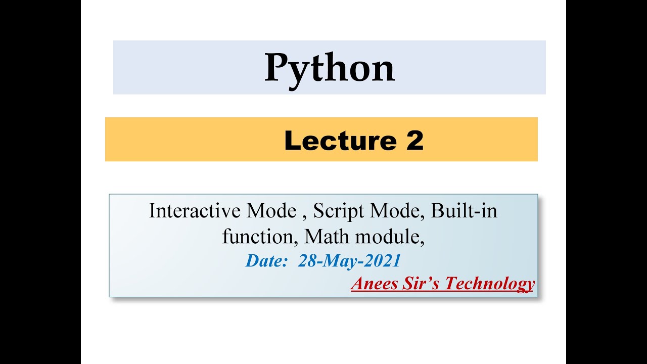 Python Second Lecture Youtube