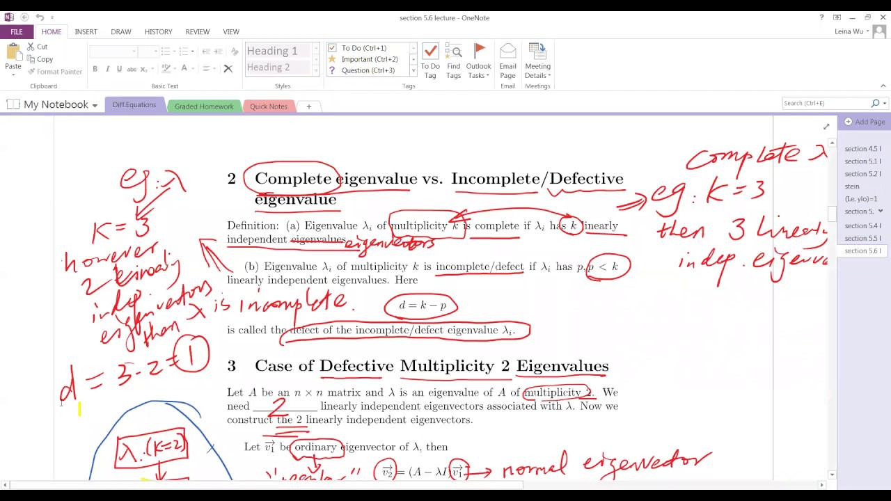Multiple Eigenvalue Solutions Youtube