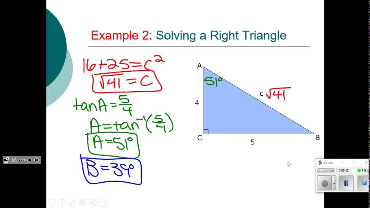 Unit 7 Solving Right Triangle Youtube