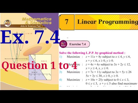 Exercise 7 4 Hsc 12th Maths1 Lpp Linear Programing Question 1 To 4