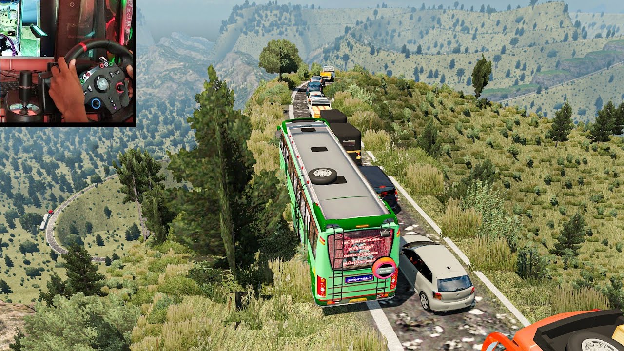 Setc Bus Driving In Dangerous Roads With Steering Wheel Ets2 Gameplay