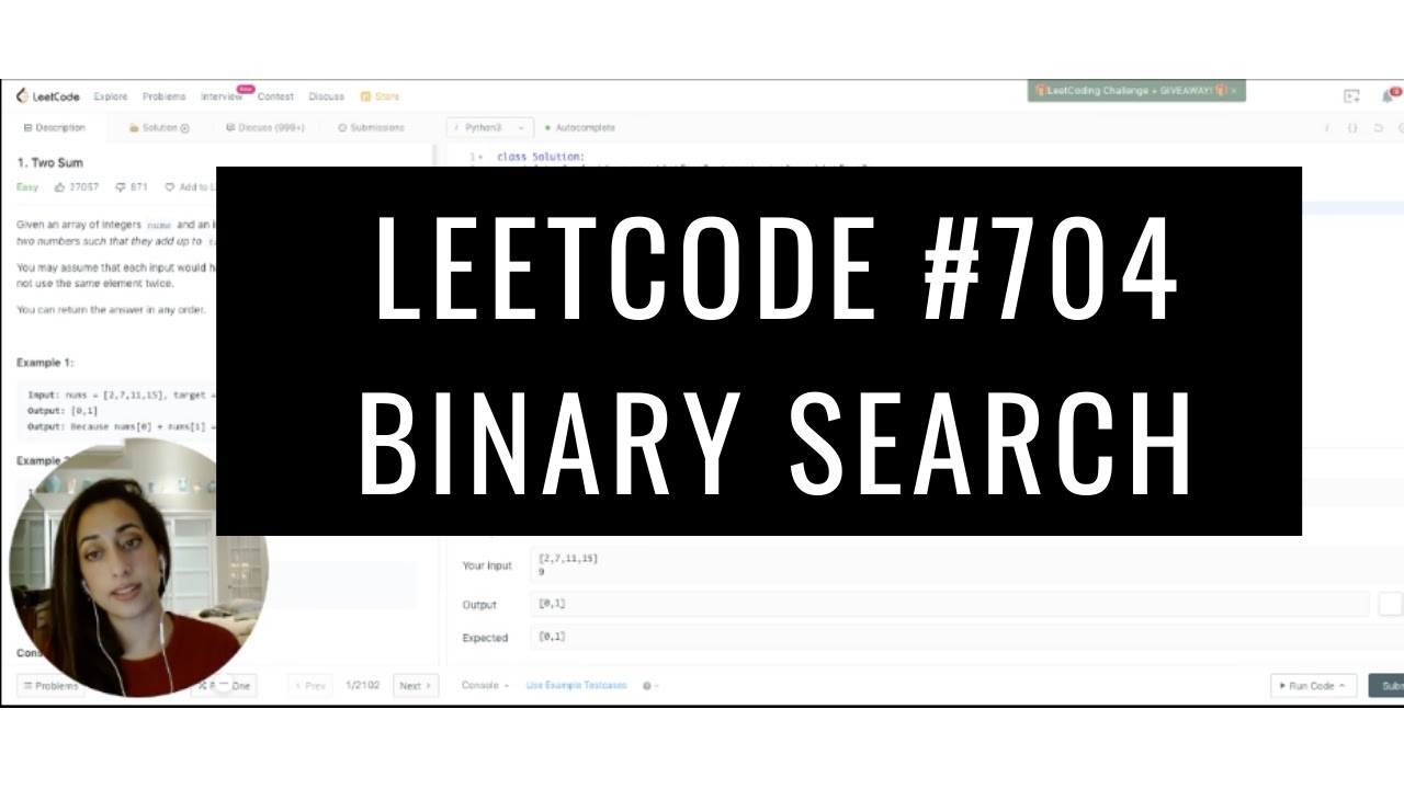 Binary Search Problem Leetcode 704 Python Youtube