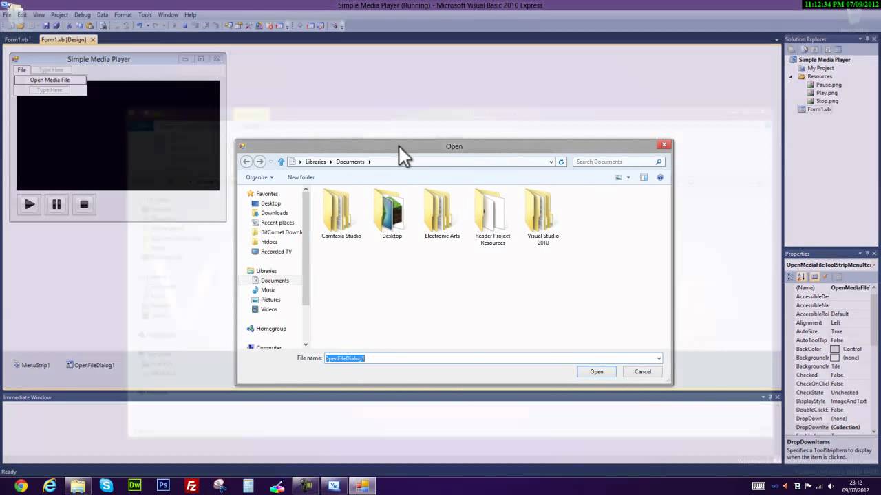 Vb Net Simple Media Player Part 1 Youtube