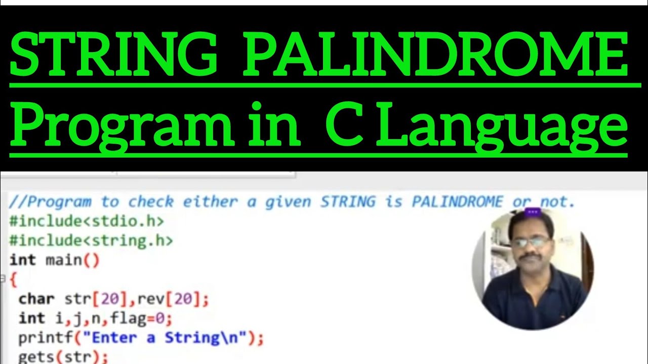 String Palindrome Program In C Language Youtube