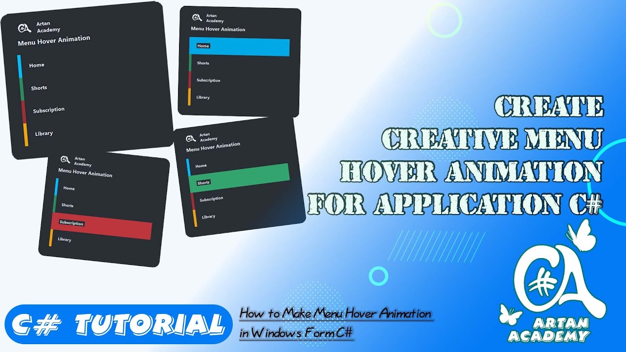 C Create Creative Menu Hover Animation In Windows Form Application
