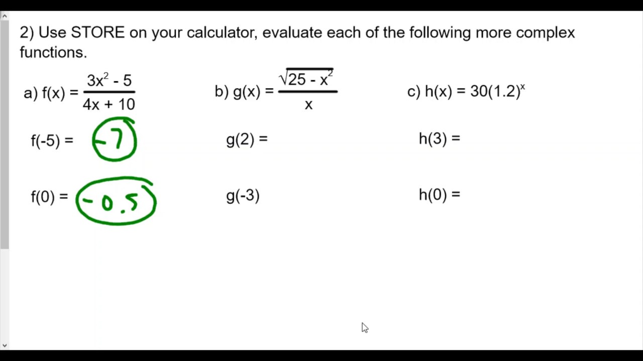 Algebra 2 Function Foundations Lesson 2 Function Notation Hw Review