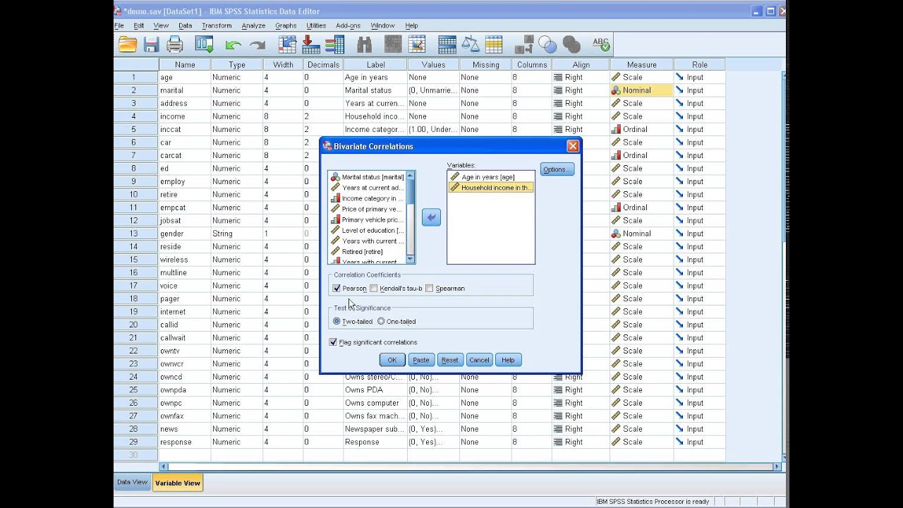 Spss Tutorials Correlation Youtube