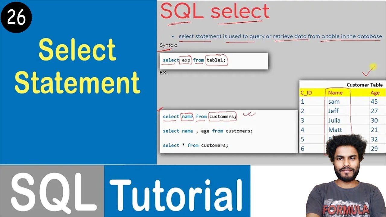 26 Select Statement In Sql Sql Tutorial Youtube