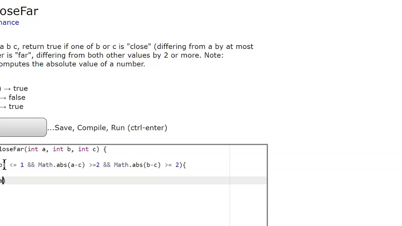 Logic 2 Closefar Java Tutorial Codingbat Youtube