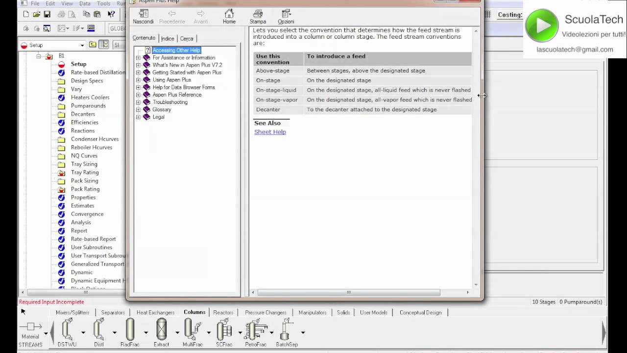 Aspen Plus Tutorial Absorption By Scuolatech Youtube