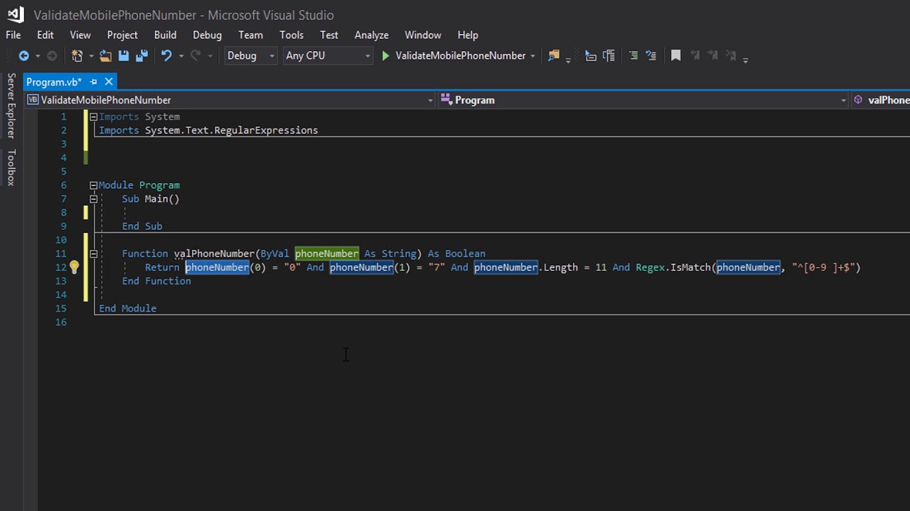 Visual Basic Validation Validating A Mobile Phone Number Youtube
