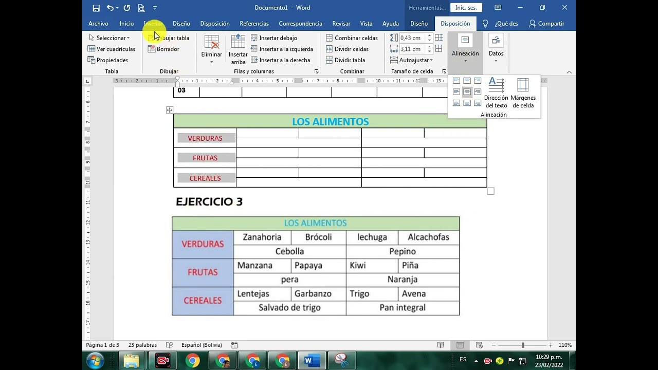 Ejercicios Con Tablas De Word Youtube