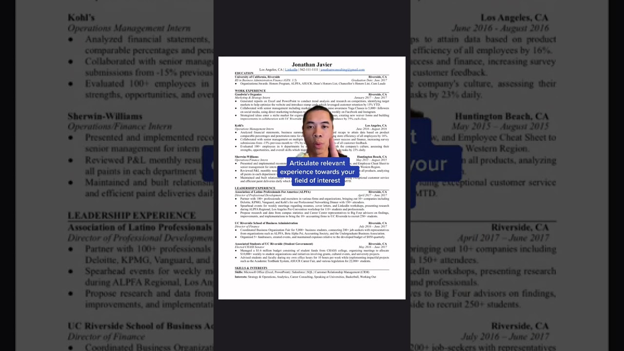 The Resume Structure That Got Me My Dream Job Wonsulting Youtube