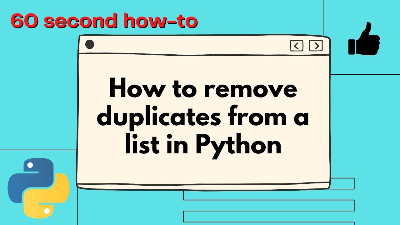 How To Remove Duplicates From A List In Python Youtube