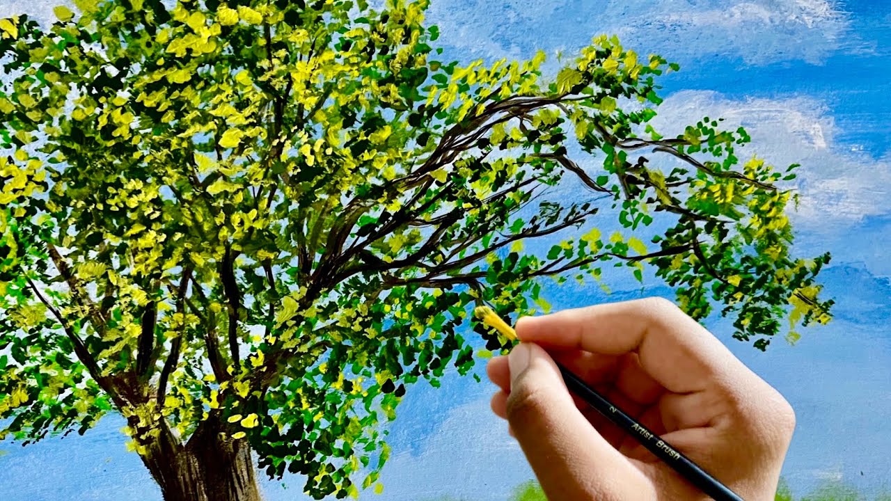 How To Paint Tree Branches And Leaves Learn To Paint With Yash Youtube