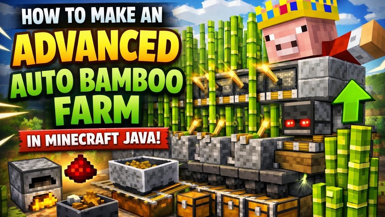 How To Make An Advanced Automatic Bamboo Farm In Minecraft Java Easy