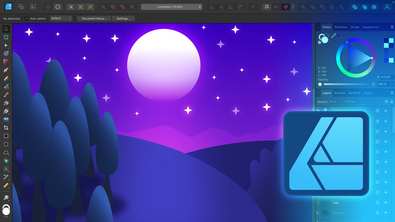 Night Landscape Easy Vector Art In Affinity Designer 2 Illustration