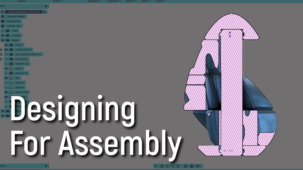Designing For Assembly In Fusion 360 Advanced Cad Tutorial Youtube
