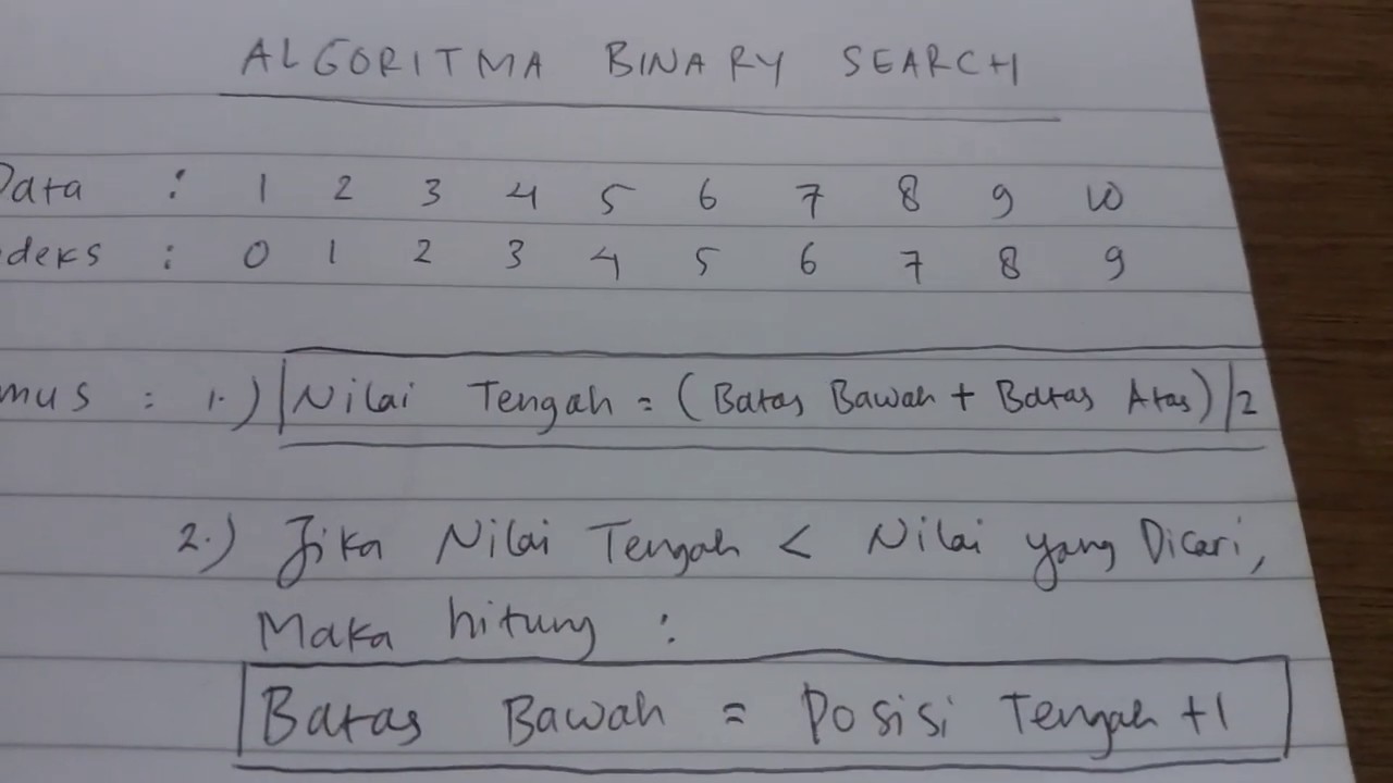 Perhitungan Manual Algoritma Binary Search Youtube