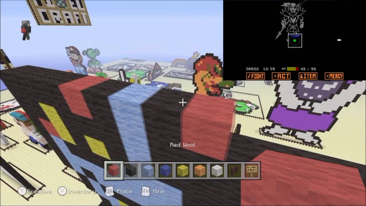 Undyne Speedbuild Minecraft Pixel Art Youtube