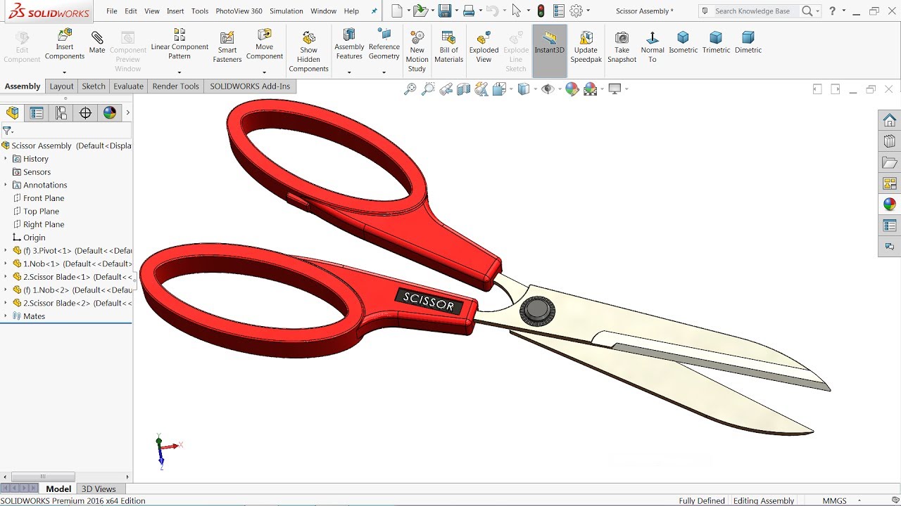 Solidworks Tutorial Design Of Scissor In Solidworks Youtube