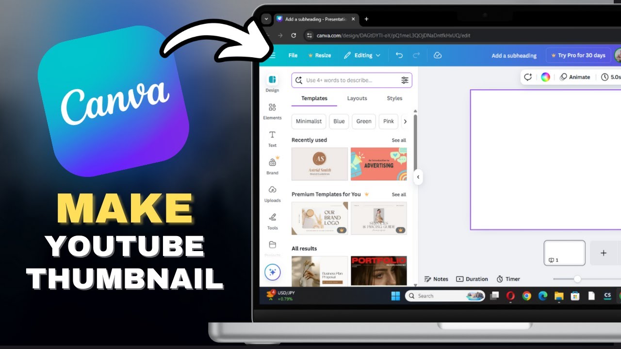 How To Make A Youtube Thumbnail Using Canva In Seconds Youtube