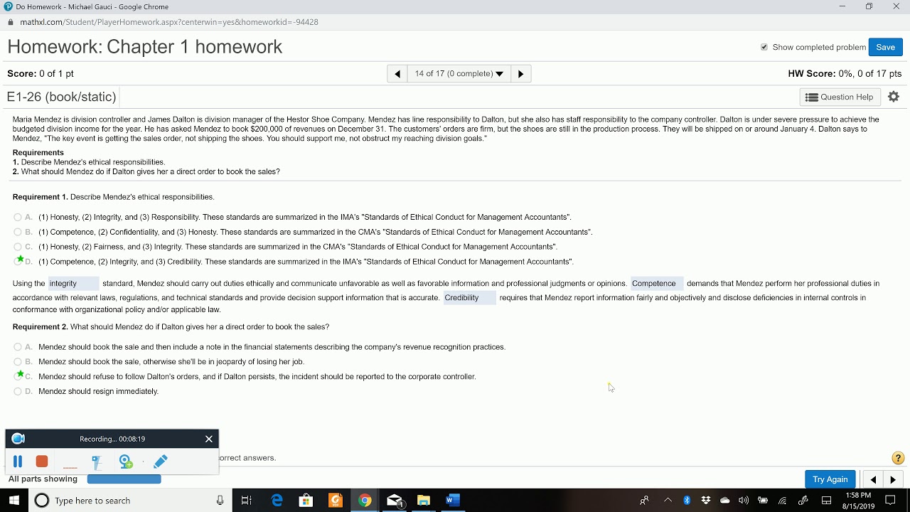 Acg3341 Chapter 1 Homework Youtube