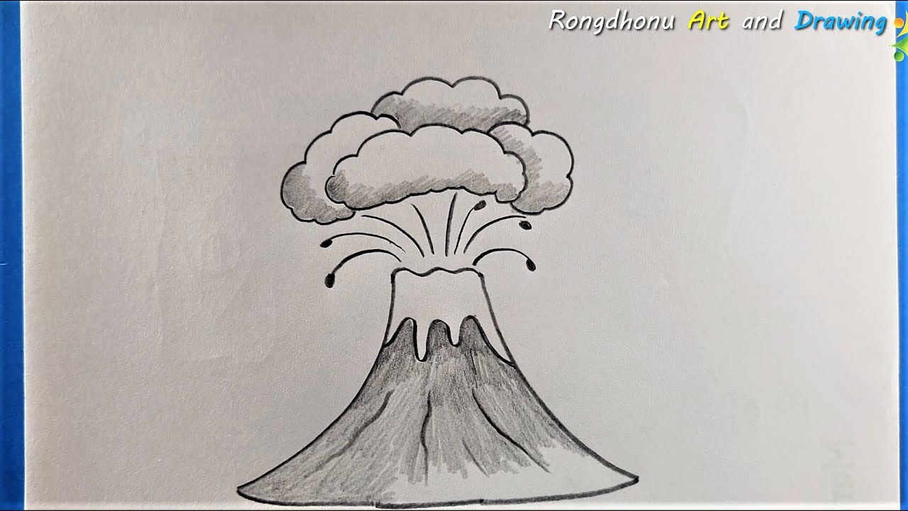 Volcano Drawing Easy Very Easy Youtube