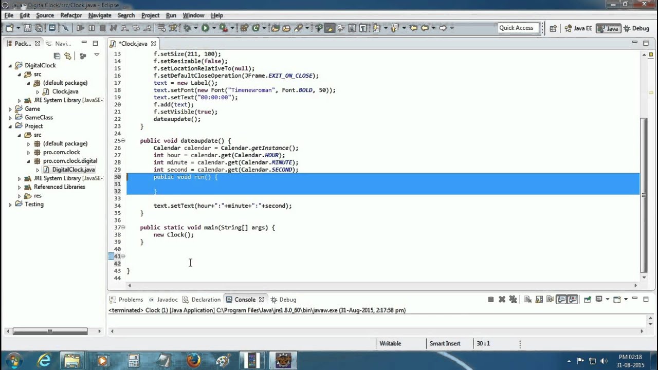 How To Make Digital Clock In Java Eclips Bengali Tutorial Text 1