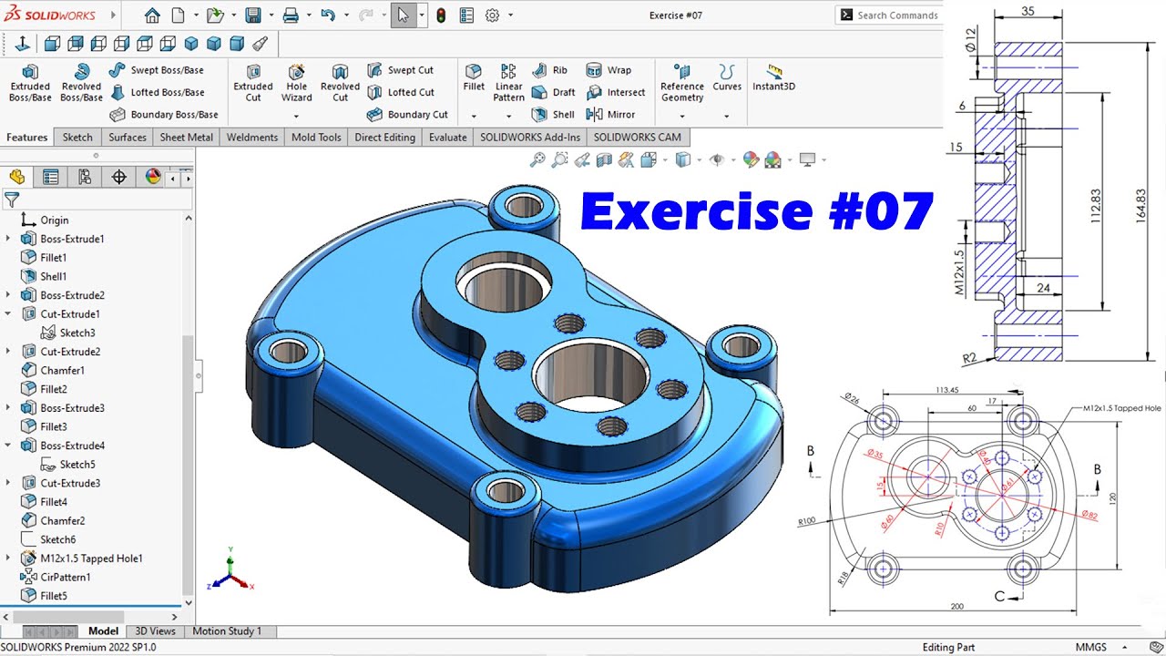 Solidworks Tutorial Exercise 07 Practice Design Youtube