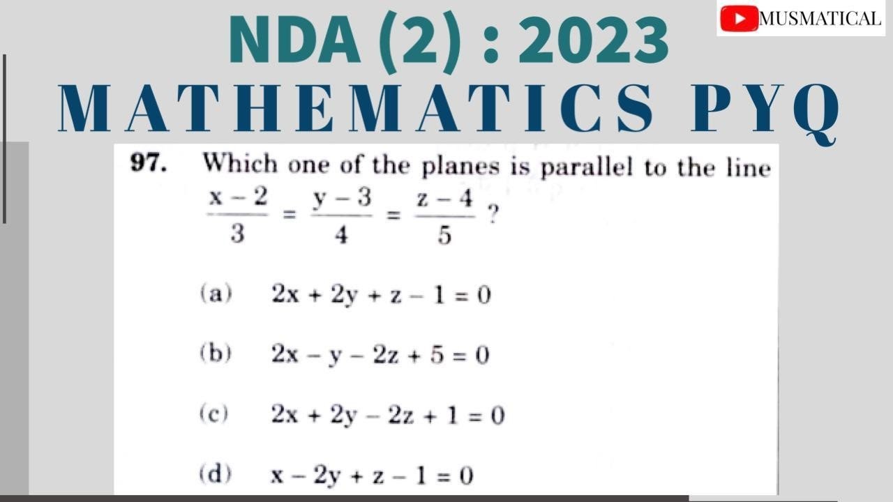 Nda 2 2023 Mathematics Pyq Youtube