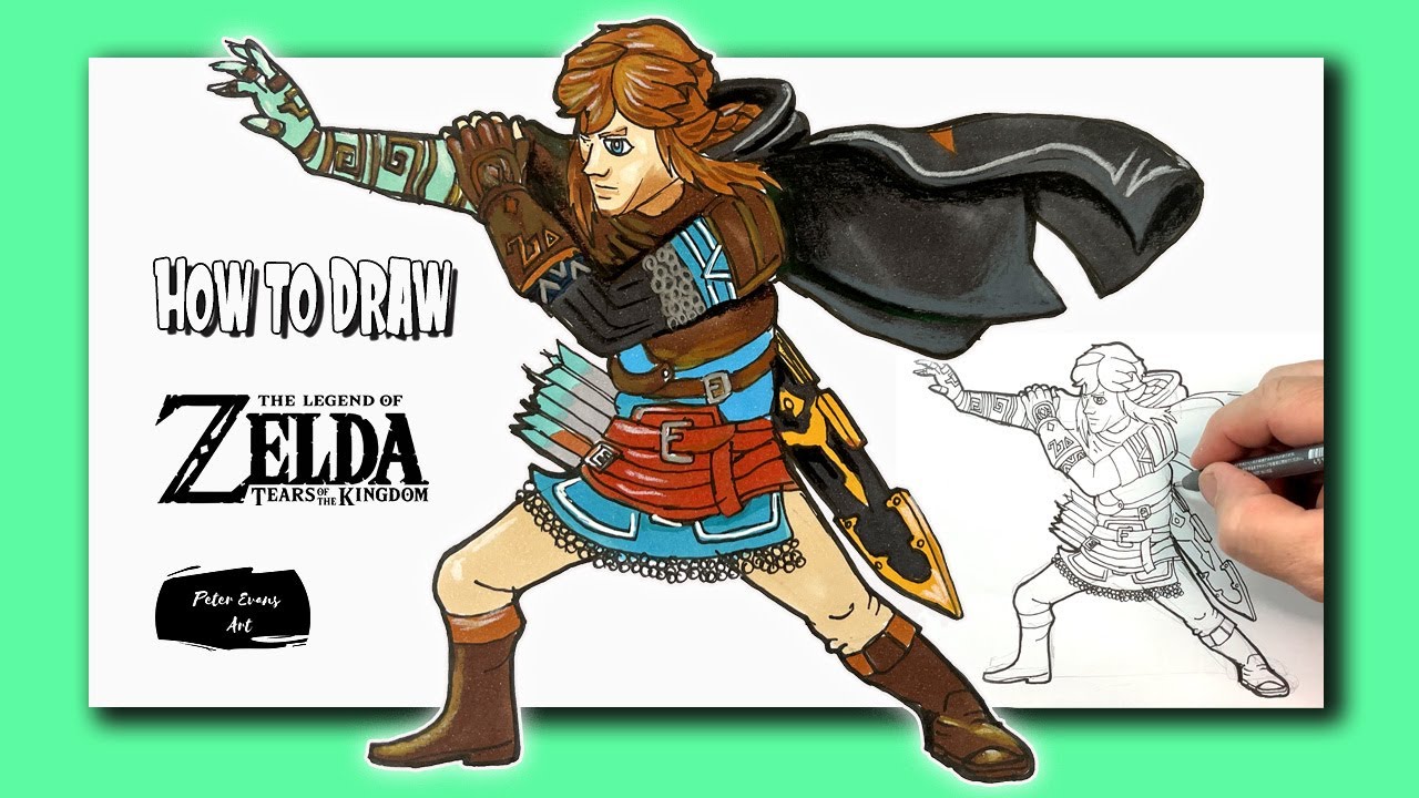 How To Draw Link From Zelda Tears Of The Kingdom Youtube