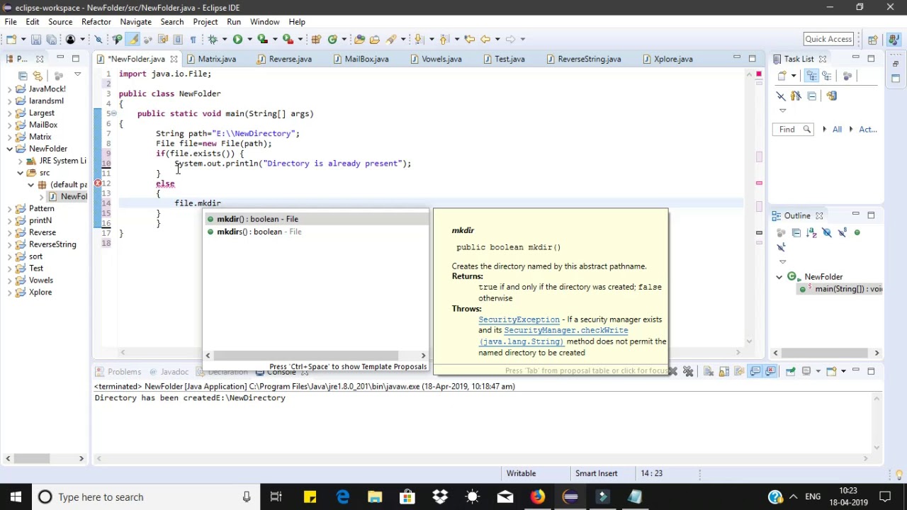 Create A New Folder Using Java Youtube