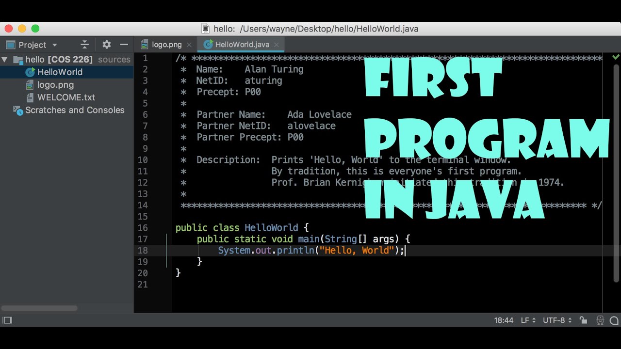 First Program In Java Youtube