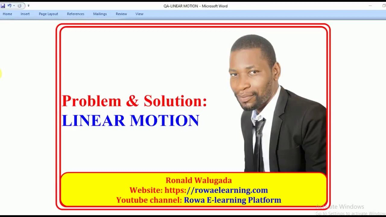 Problem Solution On Linear Motion A Level Math Youtube