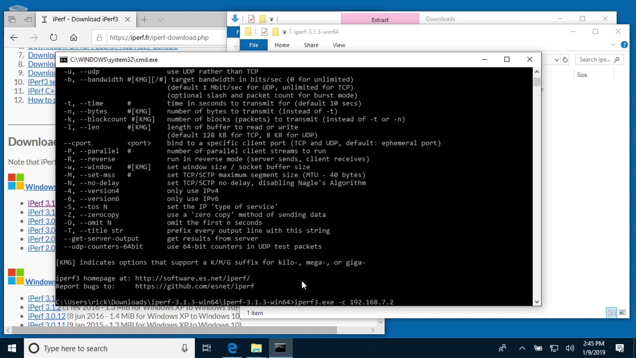Windows 10 Iperf3 Network Speed Test Software Install And