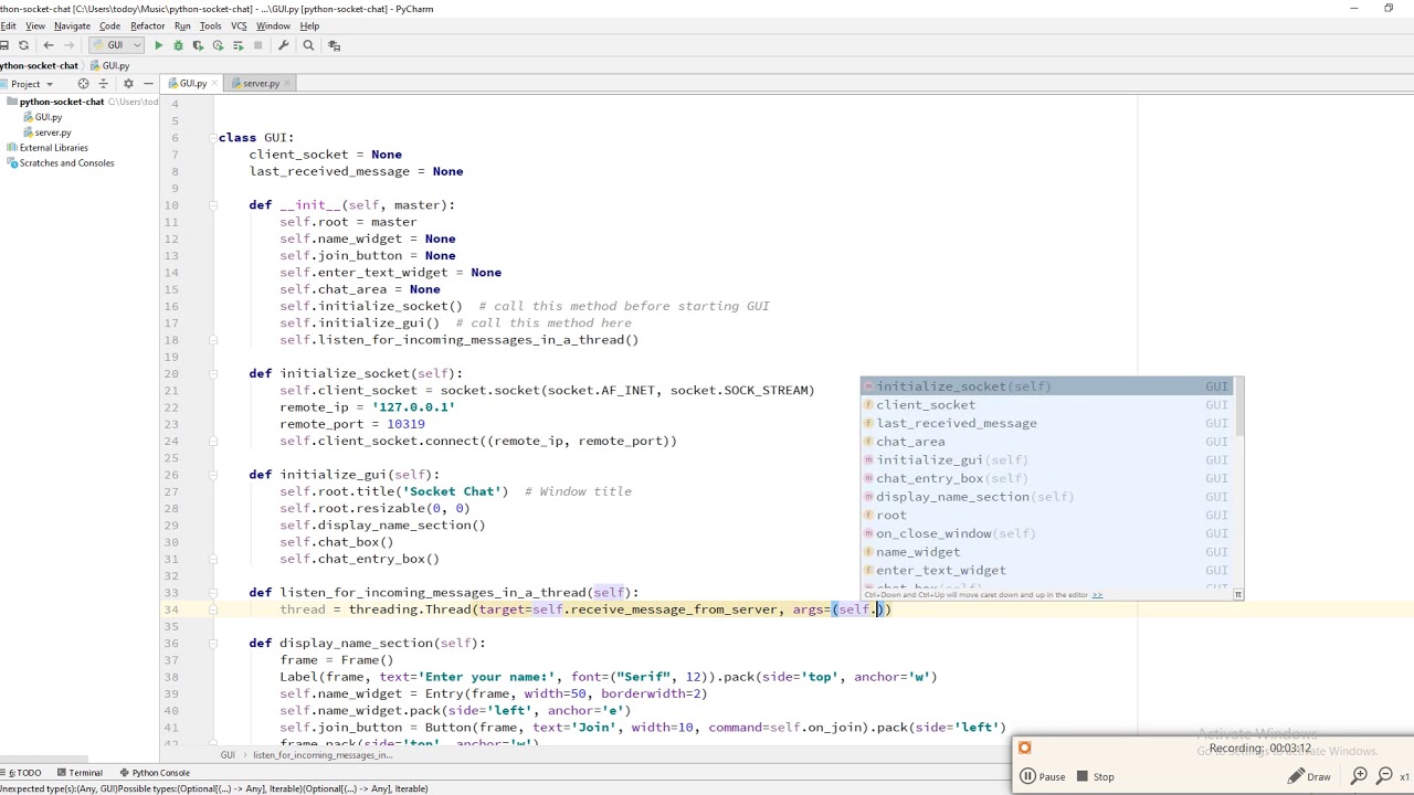 5 Socket Chat Application Using Python Connect Gui To Server Youtube