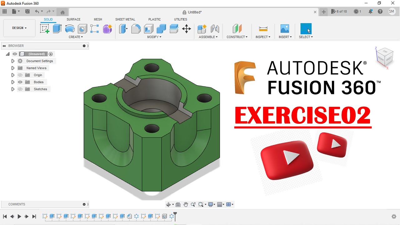Autodesk Fusion360 Tutorial Exercise02 Youtube
