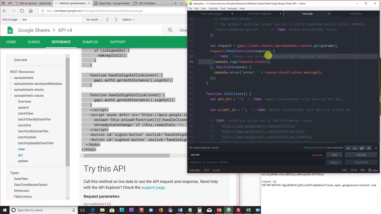 Google Sheets Api Read Data Part 2 Youtube