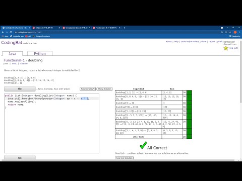 Codingbat Walkthrough Functional 1 Youtube