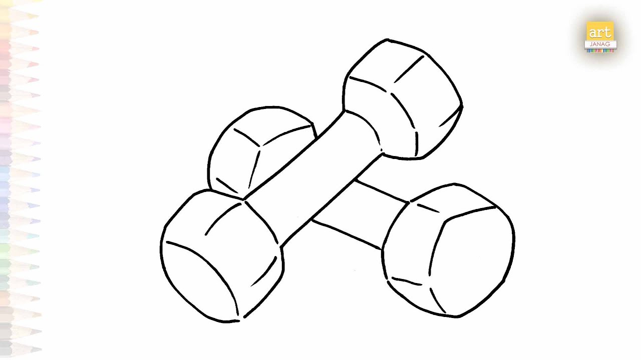 Gym Dumbbell Drawing Easy Outline Sketches How To Draw Fitness