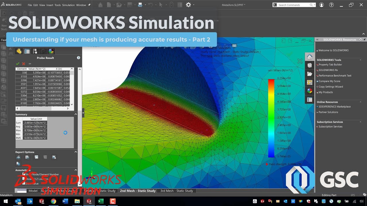 Part 2 Solidworks Simulation Convergence Finite Element Analysis