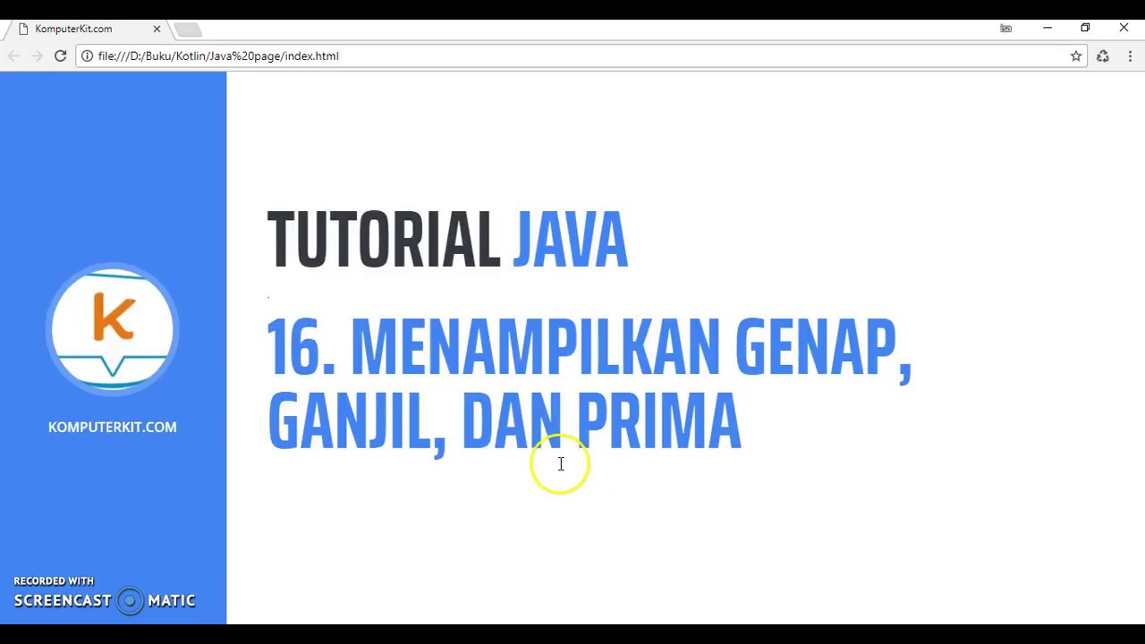 Tutorial Java 16 Menampilkan Bilangan Genap Ganjil Dan Prima Youtube