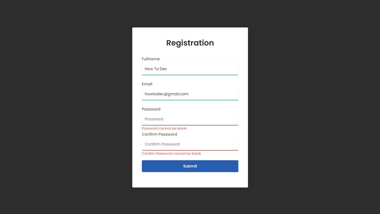 Form Validation Using Html Css Javascript Youtube