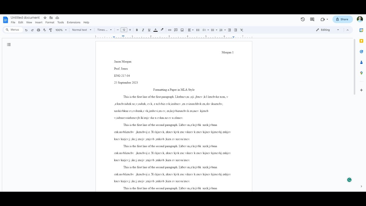 Formatting A Paper In Mla Using Google Docs 2023 Youtube