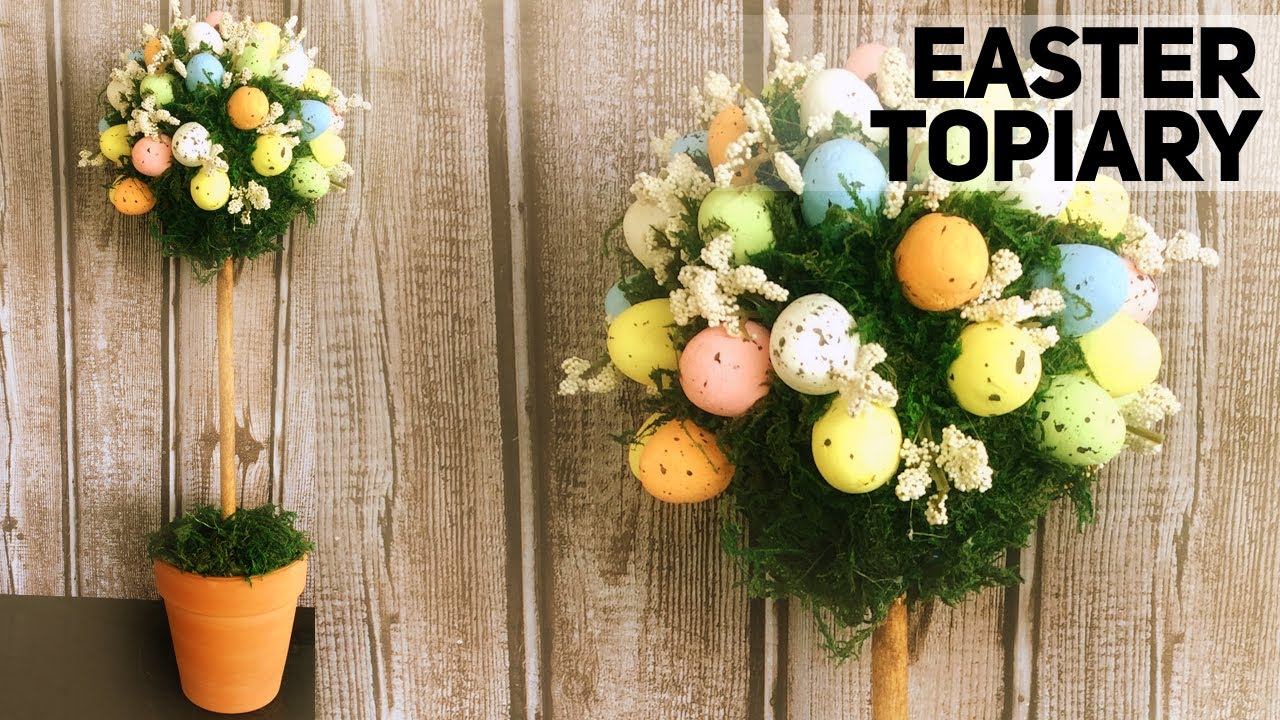 How To Make A Dollar Tree Topiary With Mini Foam Eggs Decor