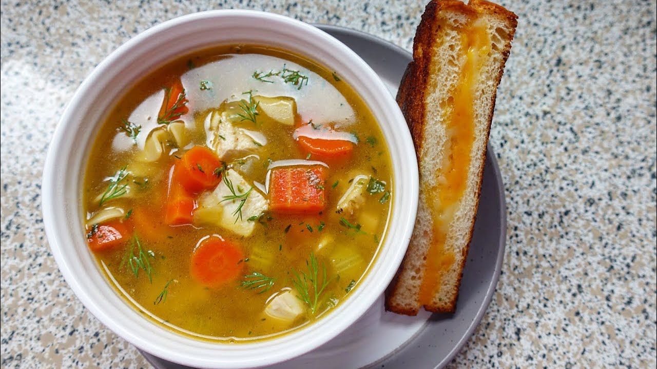 Classic Chicken Noodle Soup And Grilled Cheese Youtube
